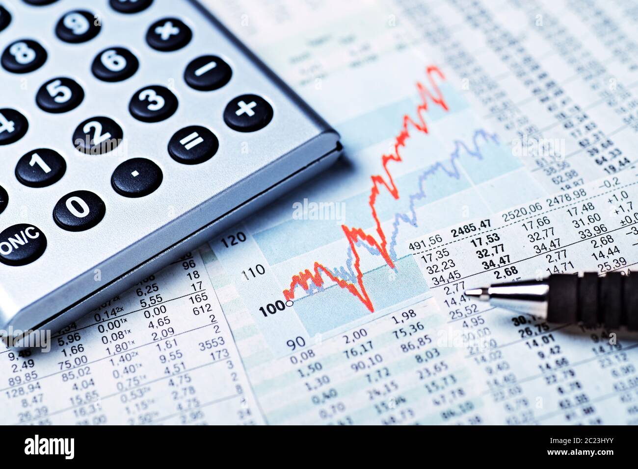 Diagram with market price, rate tables and calculators Stock Photo - Alamy