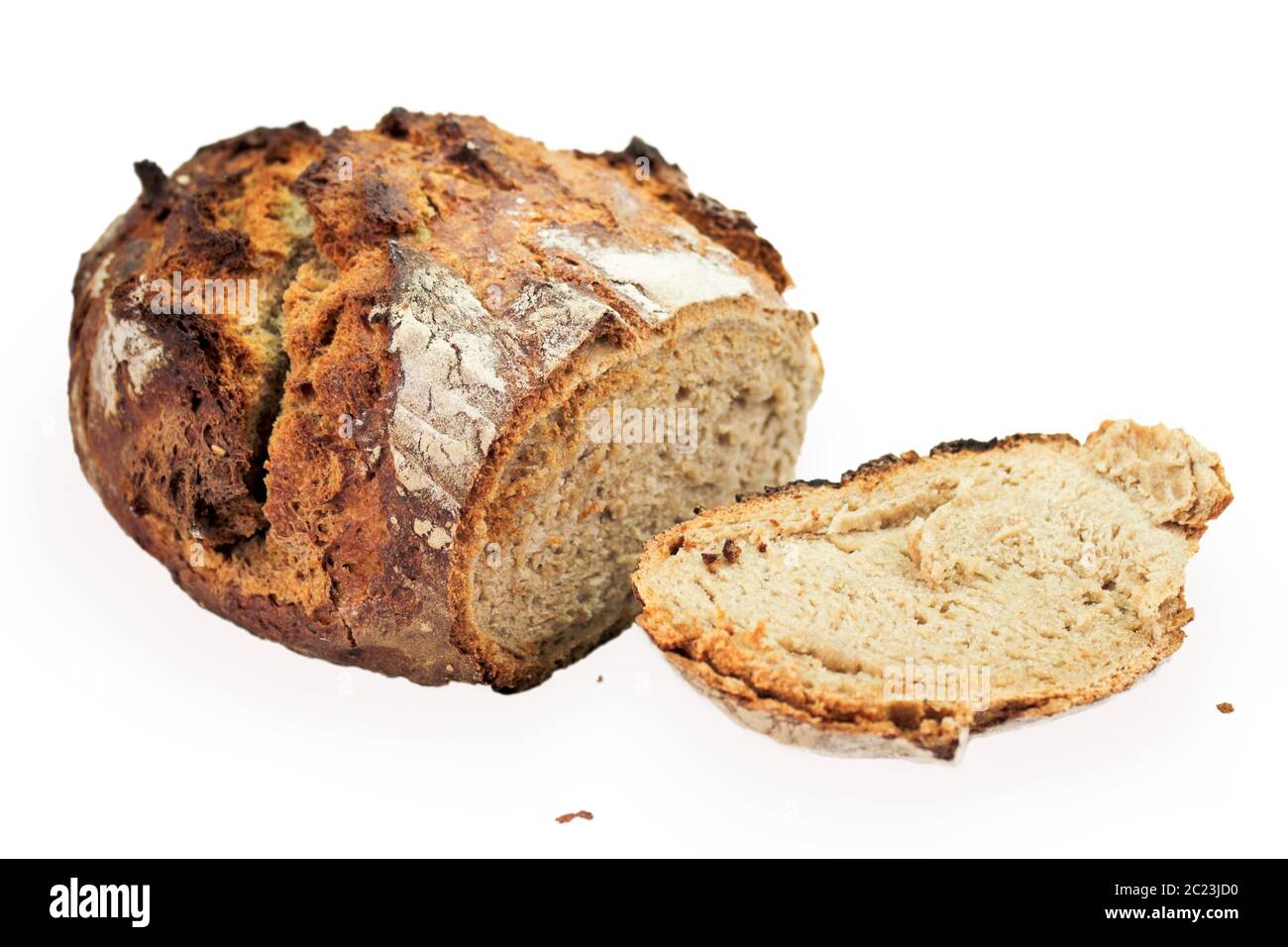 Crusty bread sliced open Stock Photo - Alamy