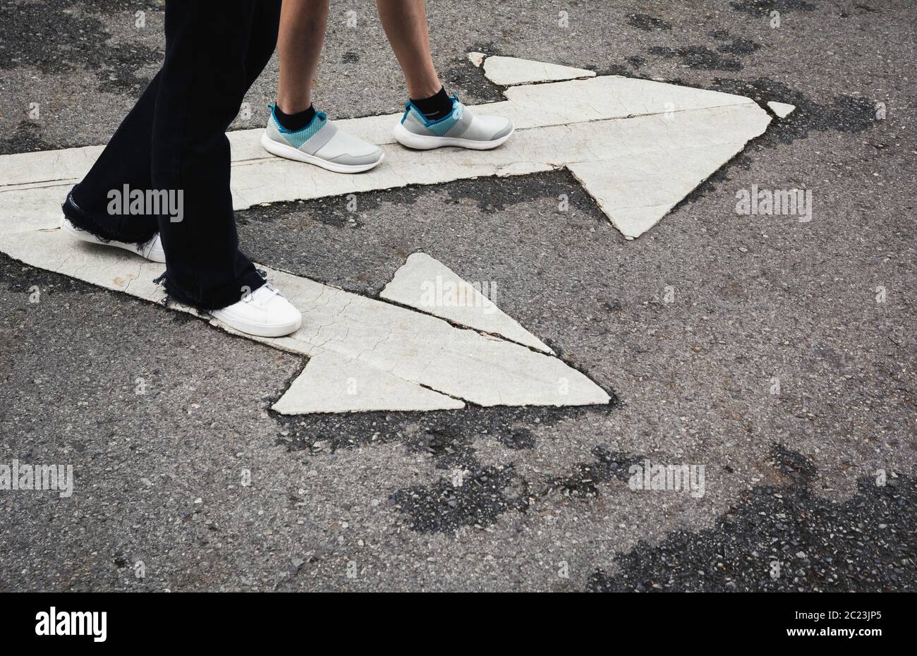 People standing at the crossroad and get to decision which way to go ...