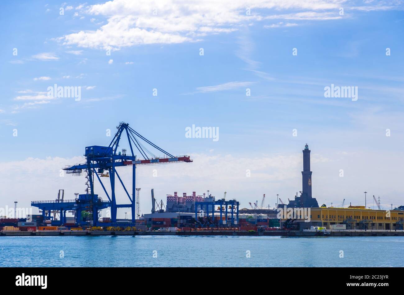 Genoa, Italy - August 20, 2019: Ancient lighthouse La Lanterna with ...