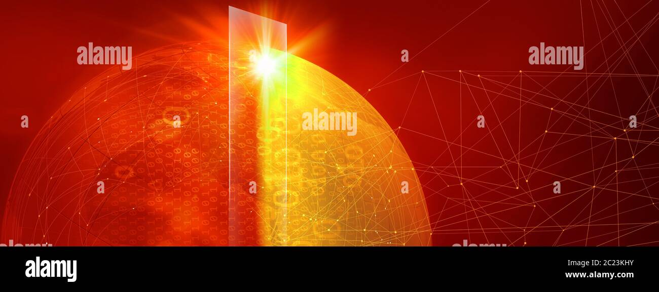 Graphical blockchain red theme background with connection lines and ...