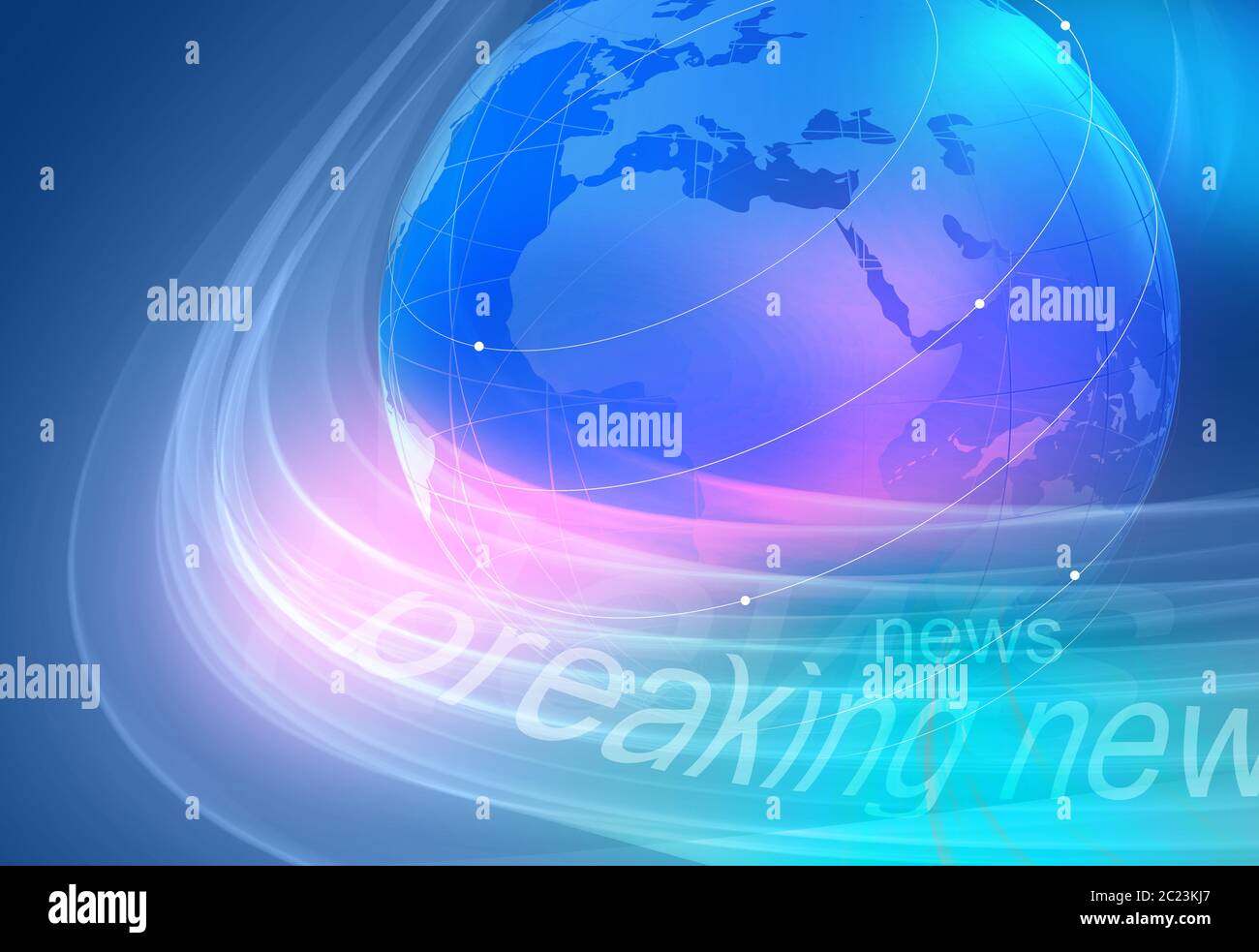 Graphical breaking news blue background with earth globe Stock Photo ...