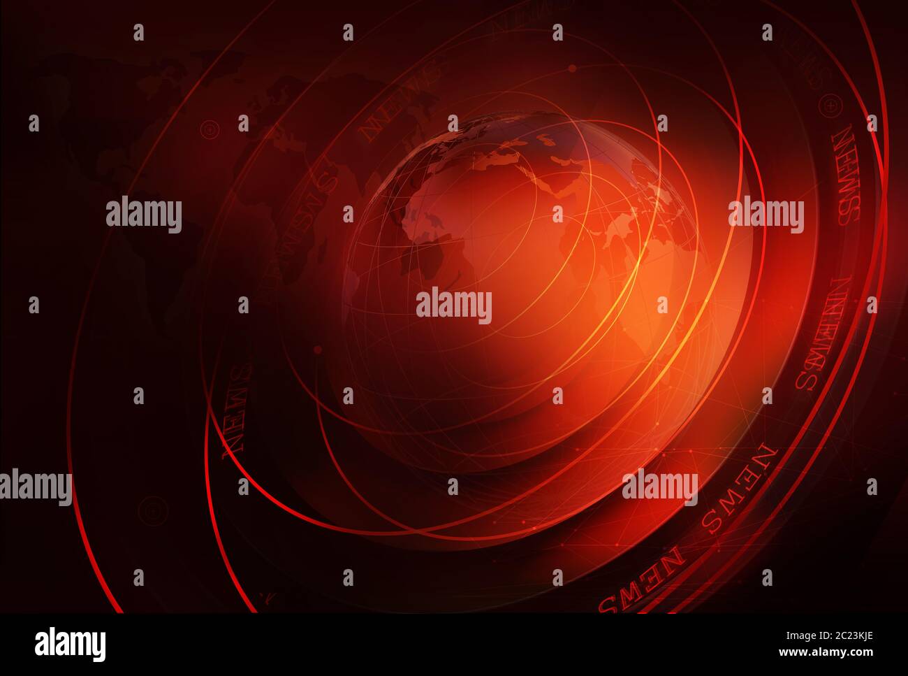 Graphical business news background with world map and round circles ...