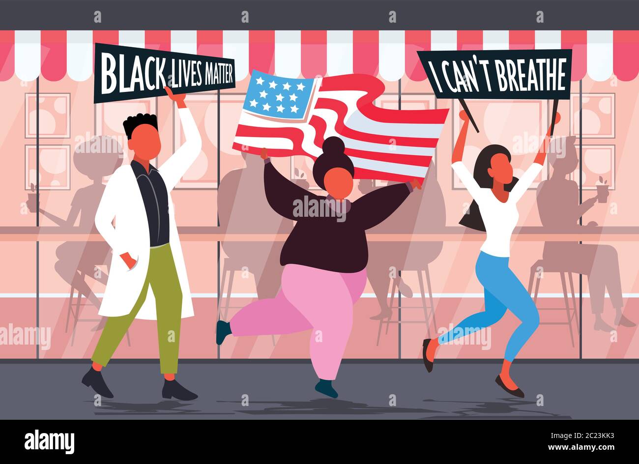 african american protesters with black lives matter banners protesting ...