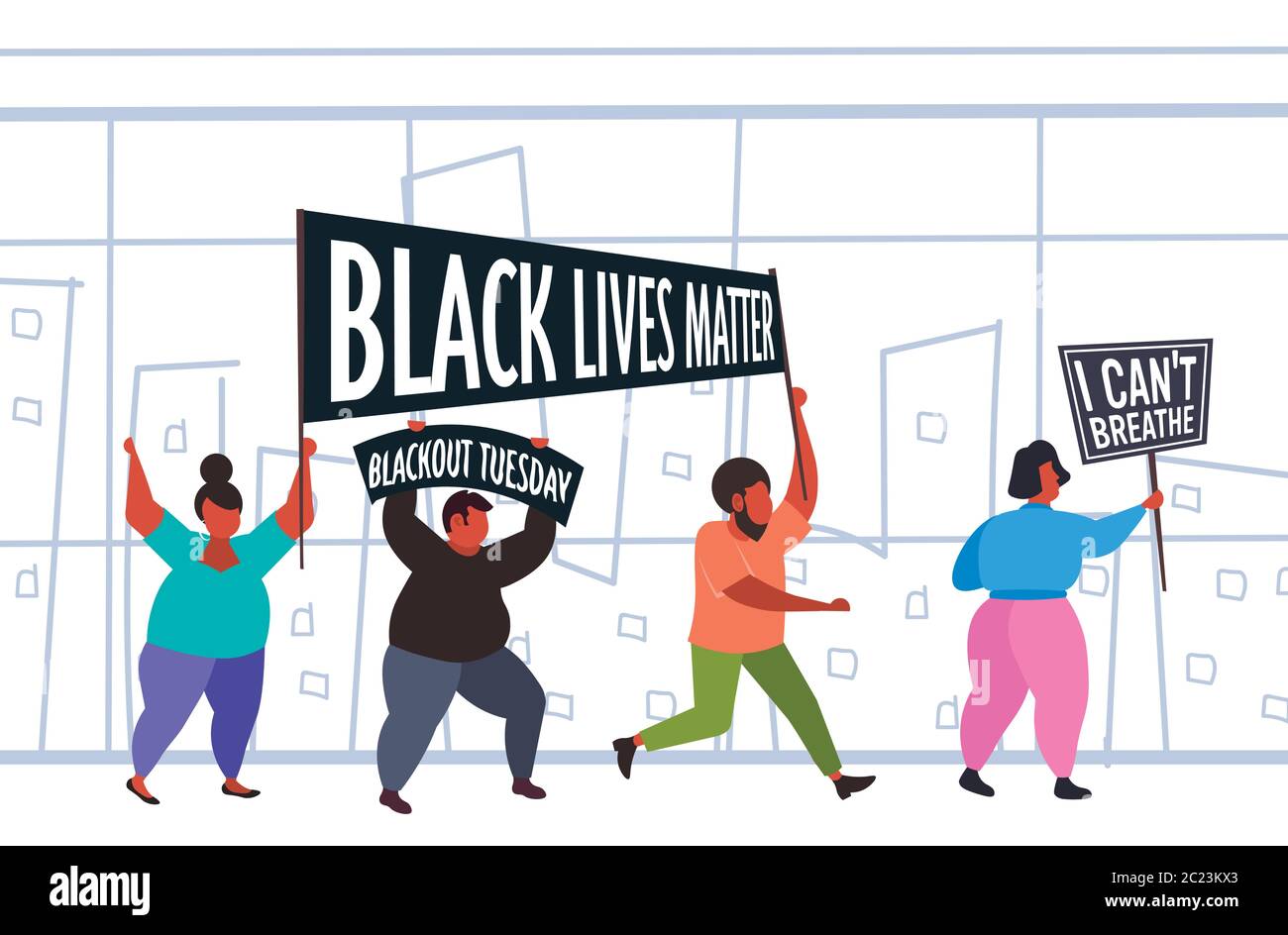 african american protesters with black lives matter banners protesting ...