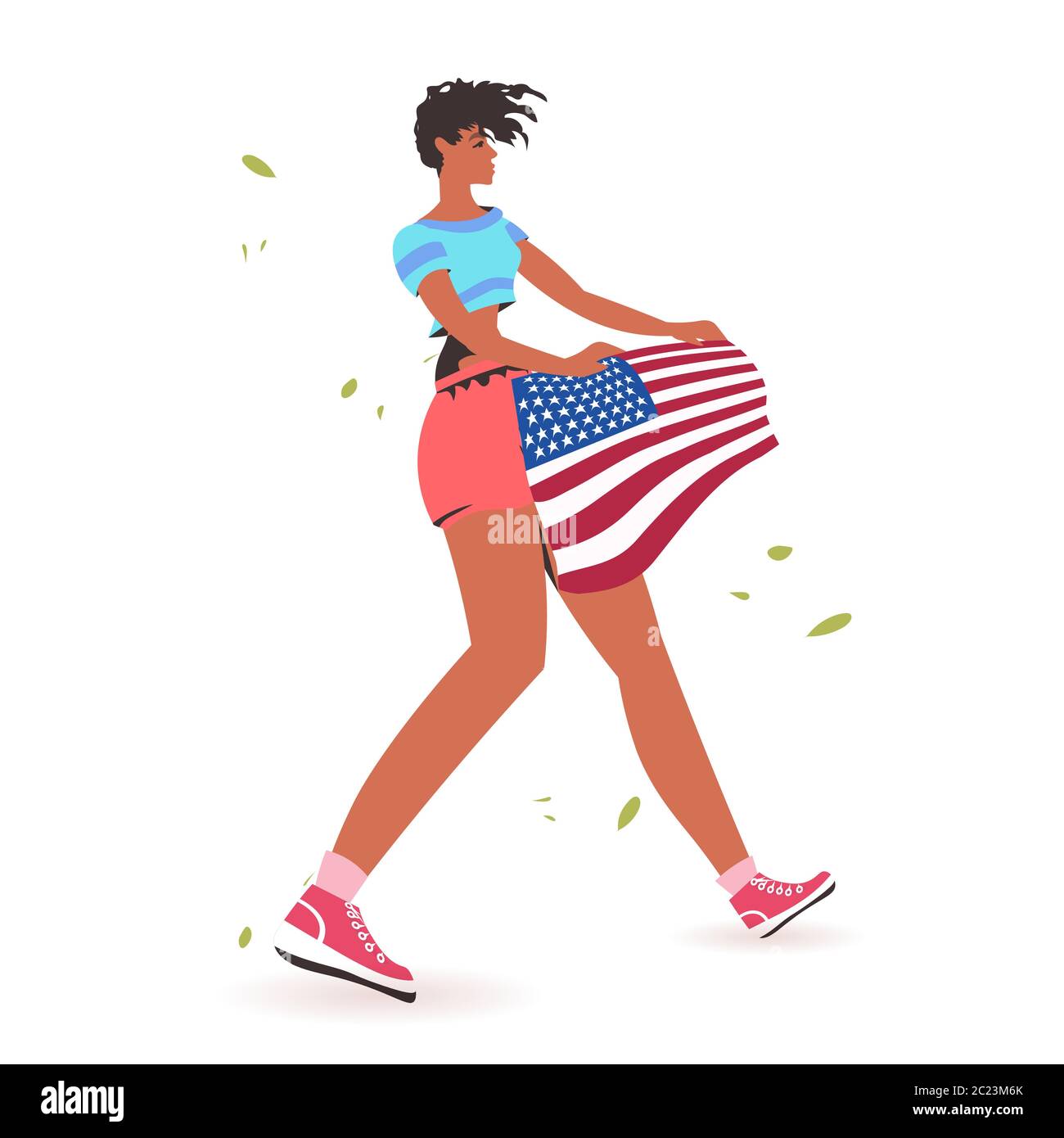 african american woman holding usa flag black lives matter campaign ...