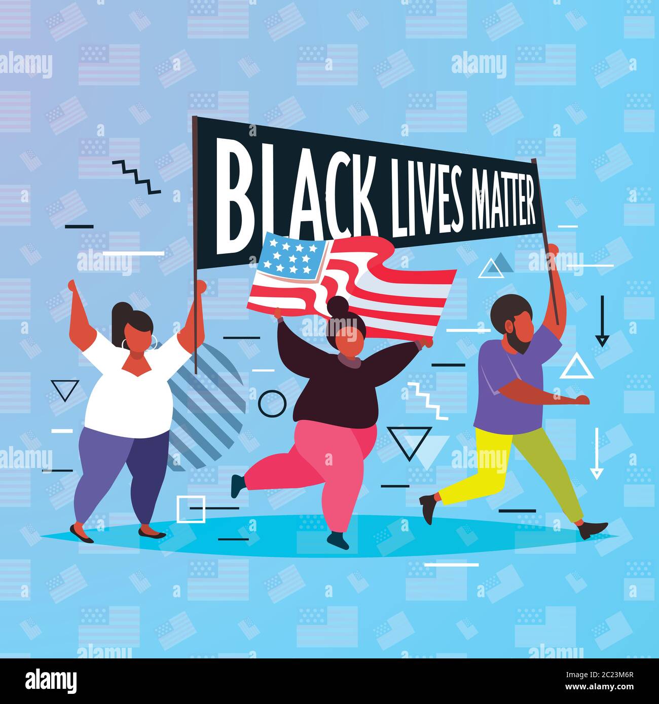 african american protesters with black lives matter banners protesting ...