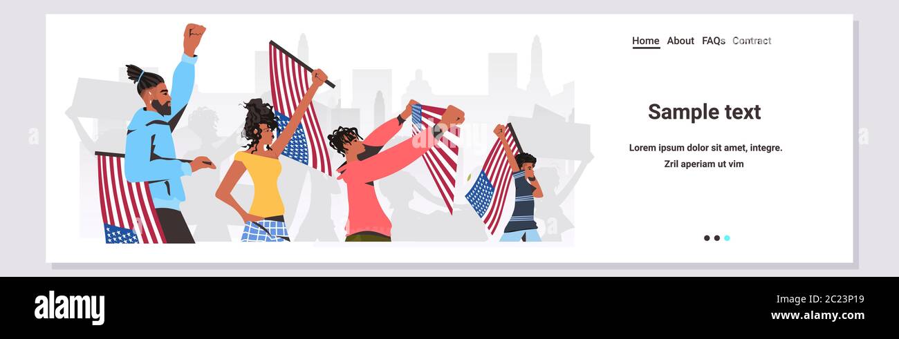 african american people holding usa flags and banners black lives ...