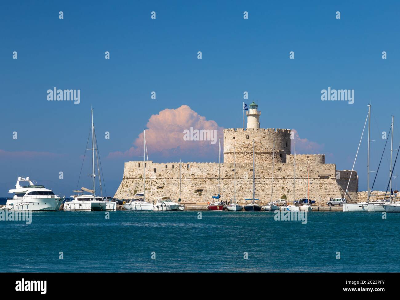 Medieval Mandraki Harbor, Rhodes, Greece Stock Photo - Alamy