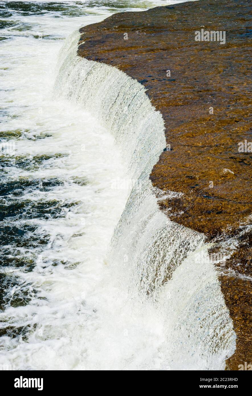 Wide flat waterfall at Ranney Falls on Trent River near Campbellford ...