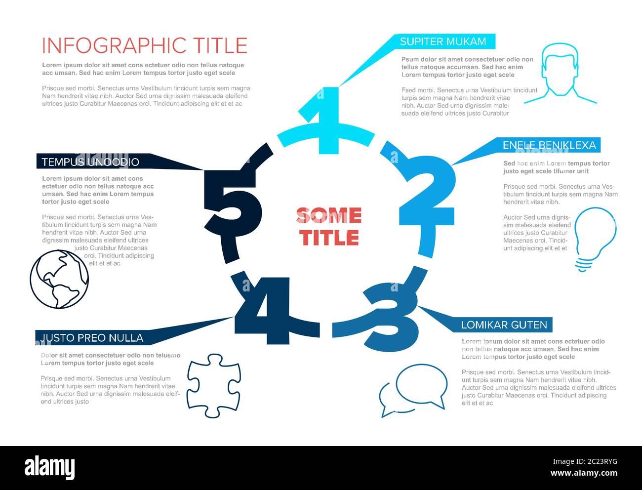 One two three four five - vector paper five steps cycle progress ...