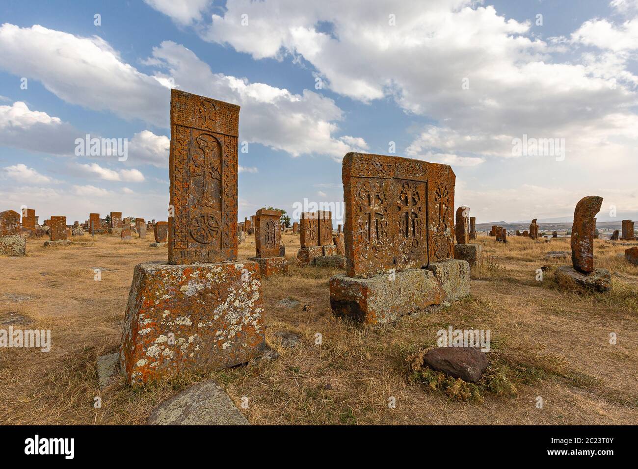 Ancient tombs and headstones known as Khachkar, in the historical ...
