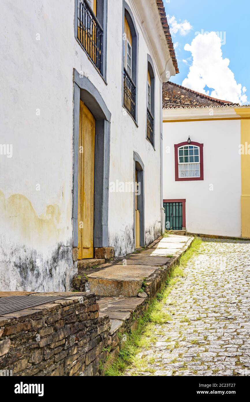 Facade of ancient houses built in colonial architecture Stock Photo - Alamy