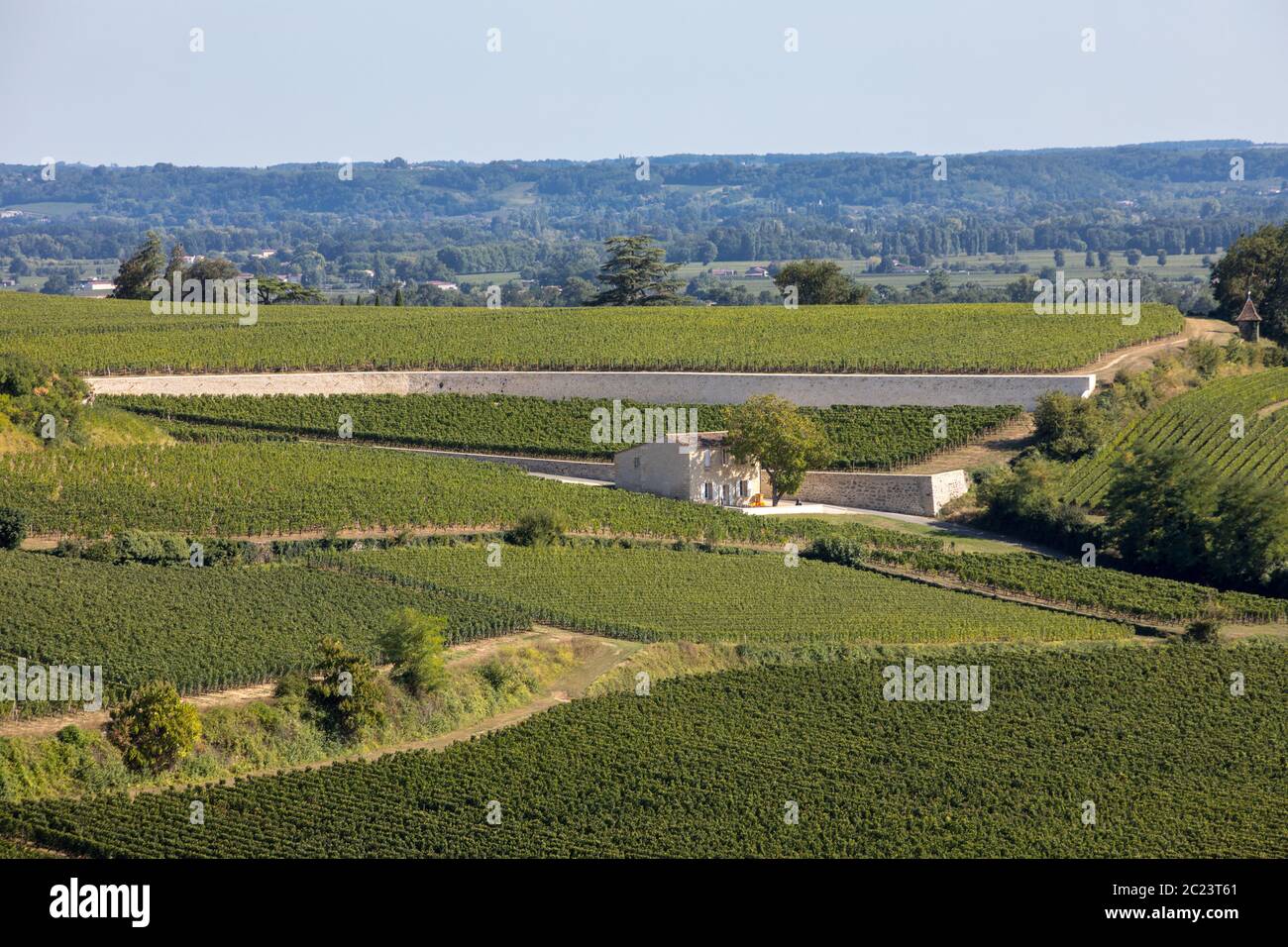 Famous French Vineyards at Saint Emilion town near Bordeaux, France. St ...