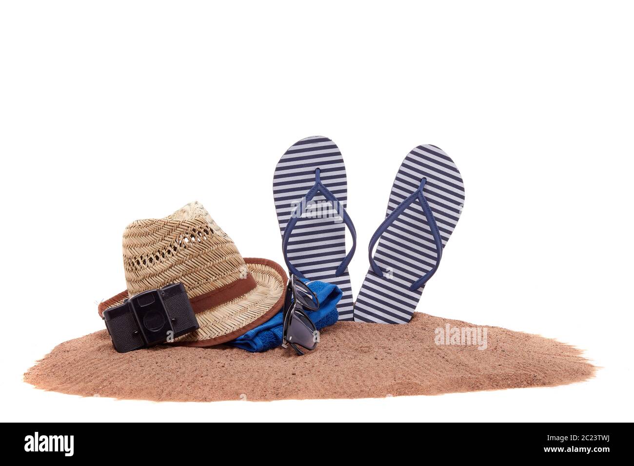 Flip flops camera sunglasses Cut Out Stock Images & Pictures - Alamy