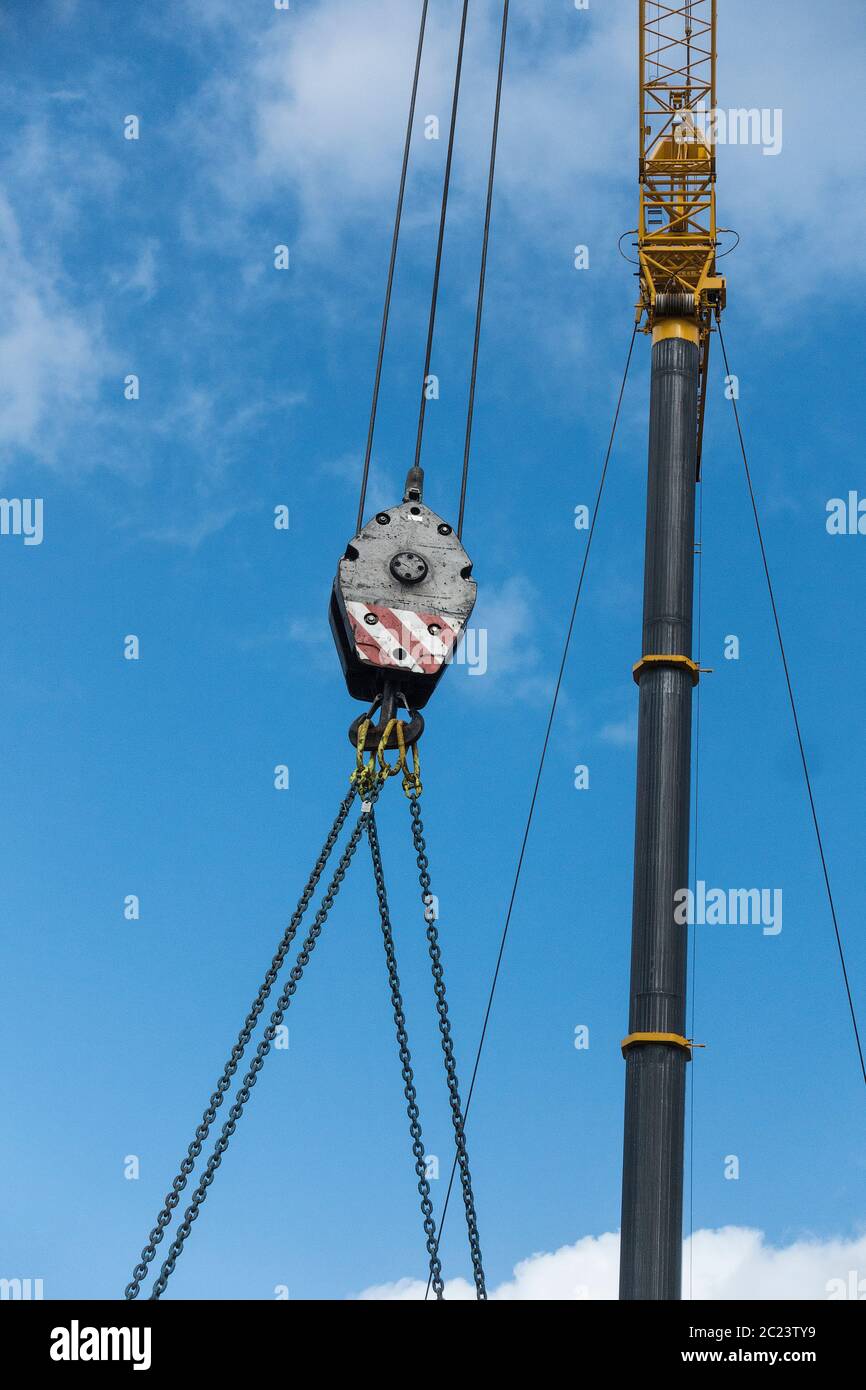 Construction site with tower crane for lifting building materials Stock ...