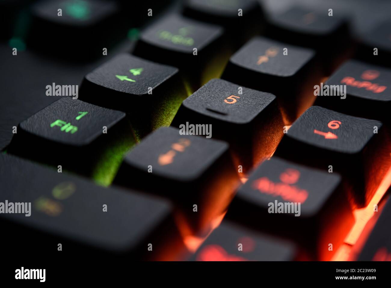 Illuminated numbers on gaming keyboard Stock Photo - Alamy