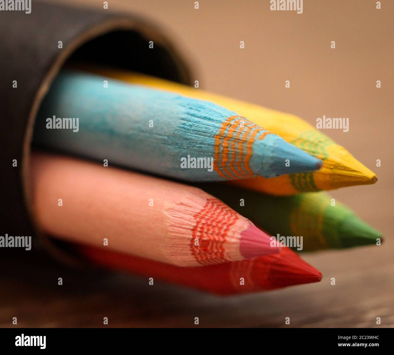 Colored pencils and pencils in rank and file Stock Photo - Alamy