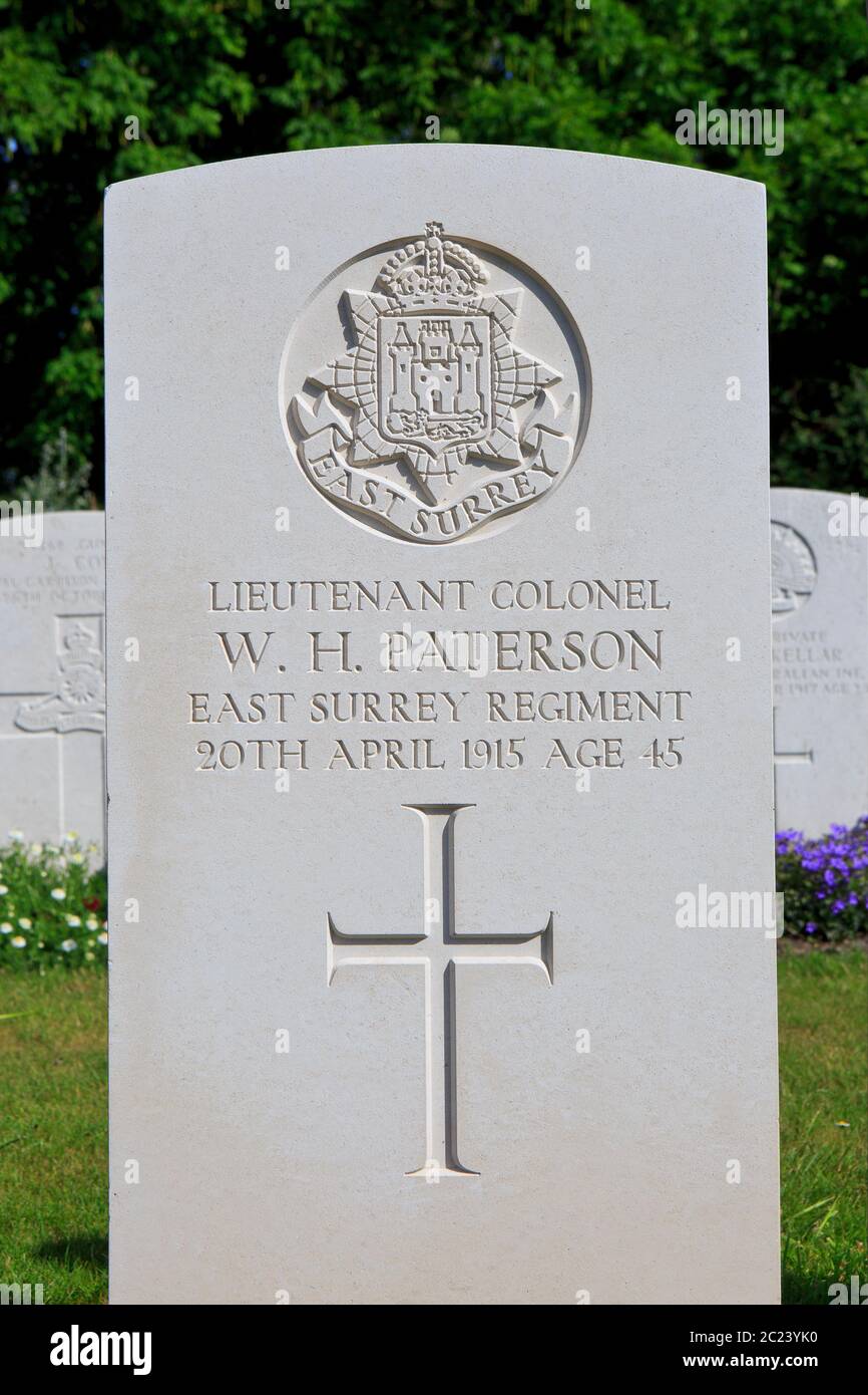 Grave of English lieutenant-colonel Walter Herbert Paterson (1869-1915 ...