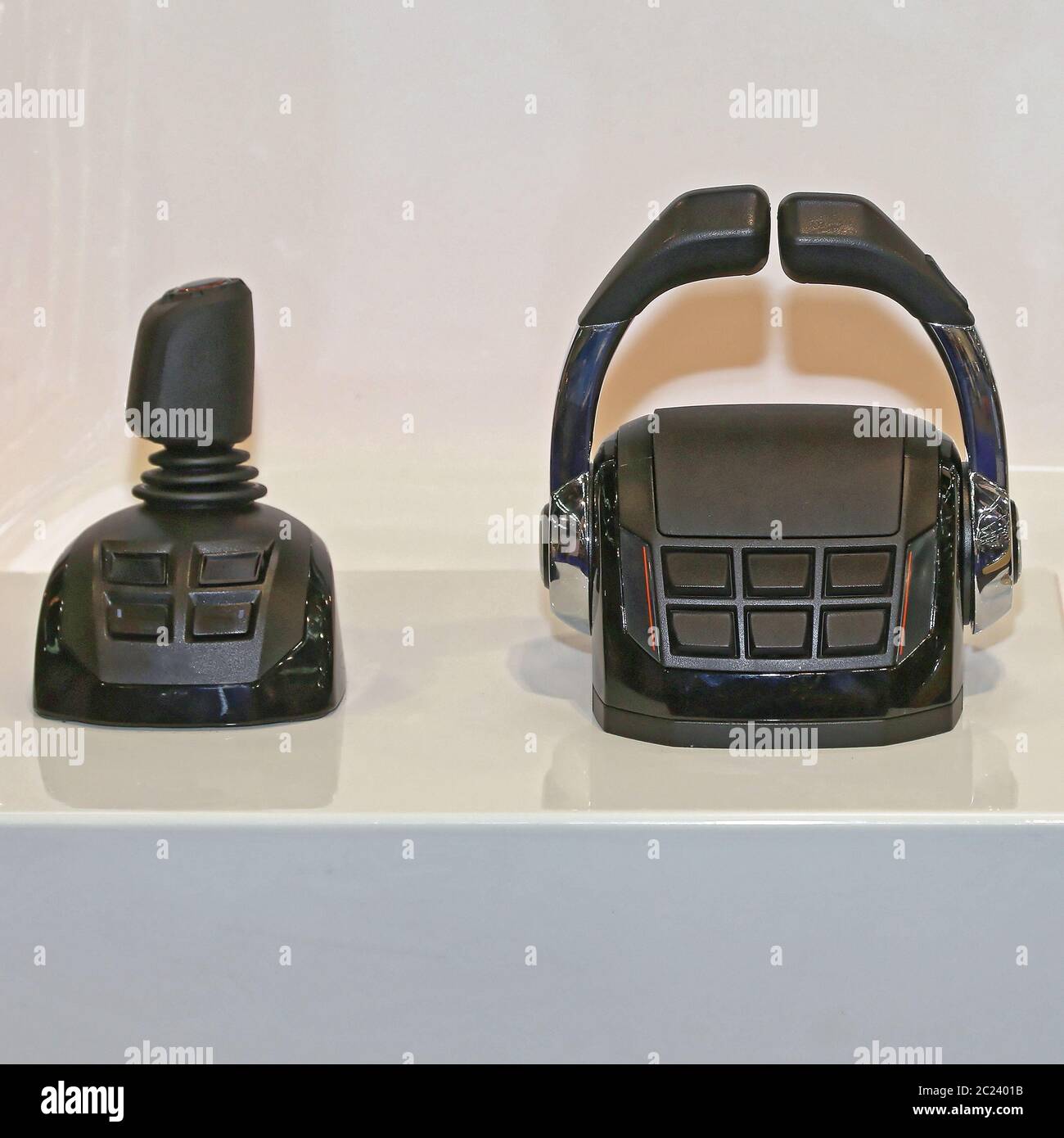 Modern Motor Boat Controls Throttle and Joystick in Cockpit Stock Photo ...