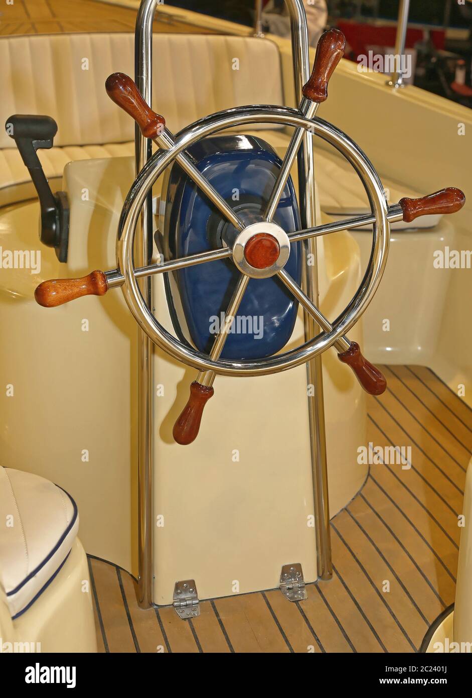 Boat Wheel in Retro Style Beige Vessel Stock Photo - Alamy