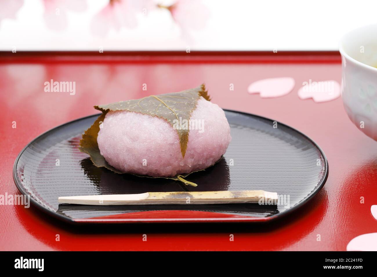 Japanese confectionery, cherry blossom rice cake Sakura Mochi Stock ...