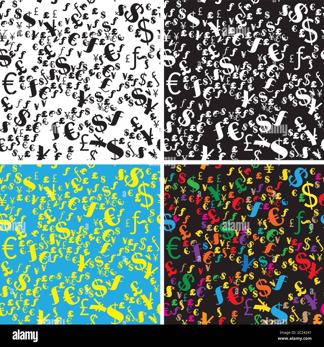 Set of seamless patterns with the image of the currency symbol Stock ...