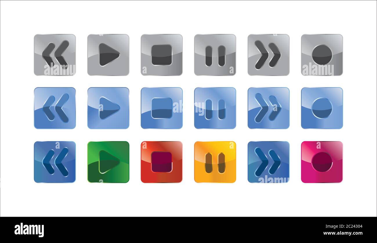 Yellow square pause button Stock Vector Images - Alamy