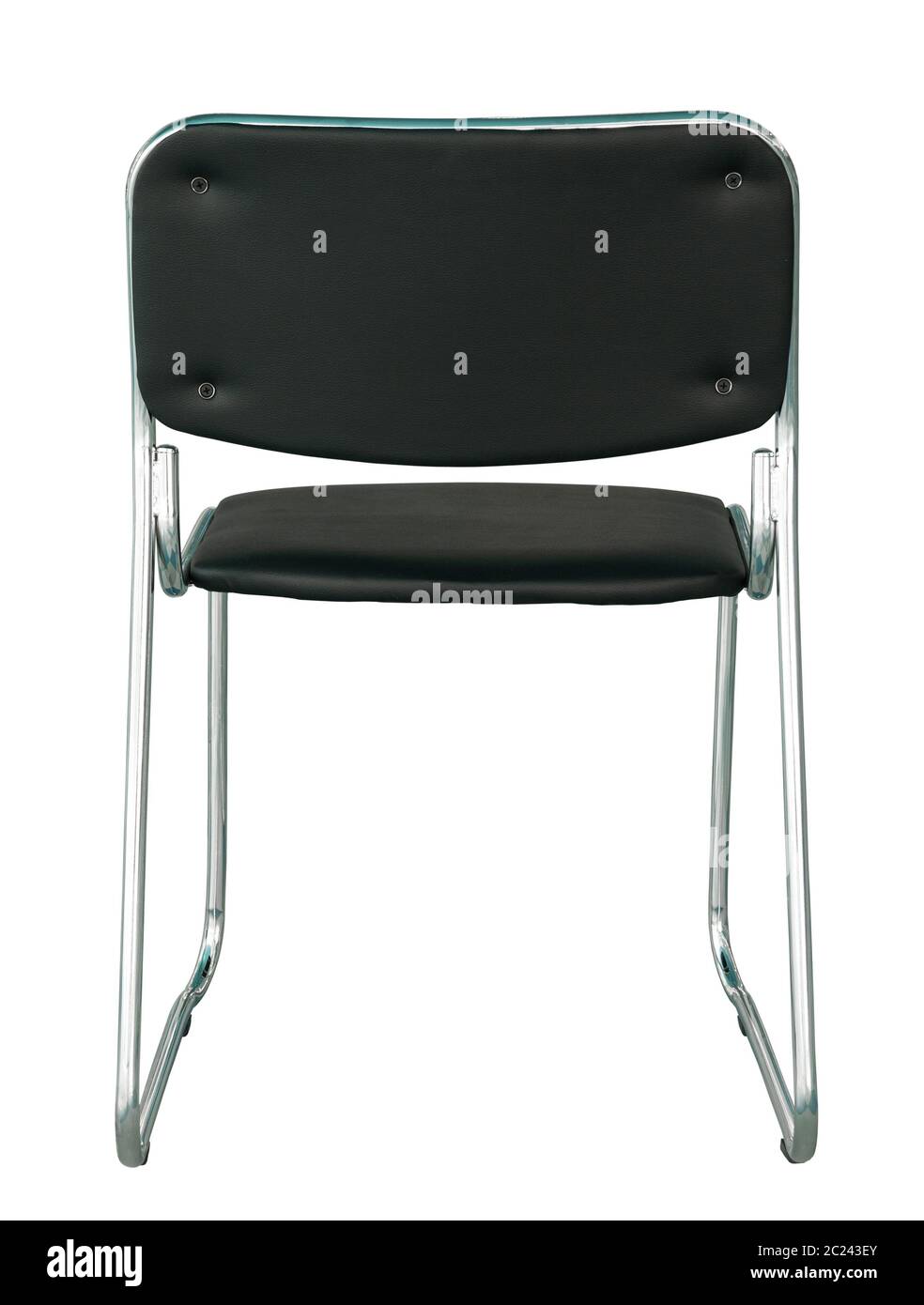 back view of black modern chair isolated on white with clipping path ...