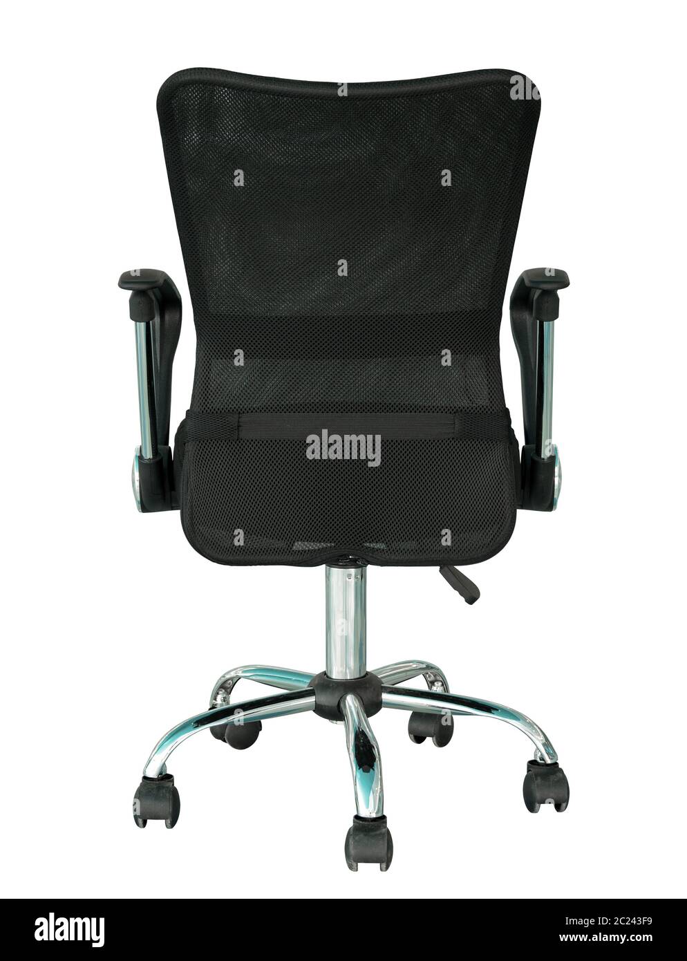 back view of black office chair isolated on white with clipping path ...