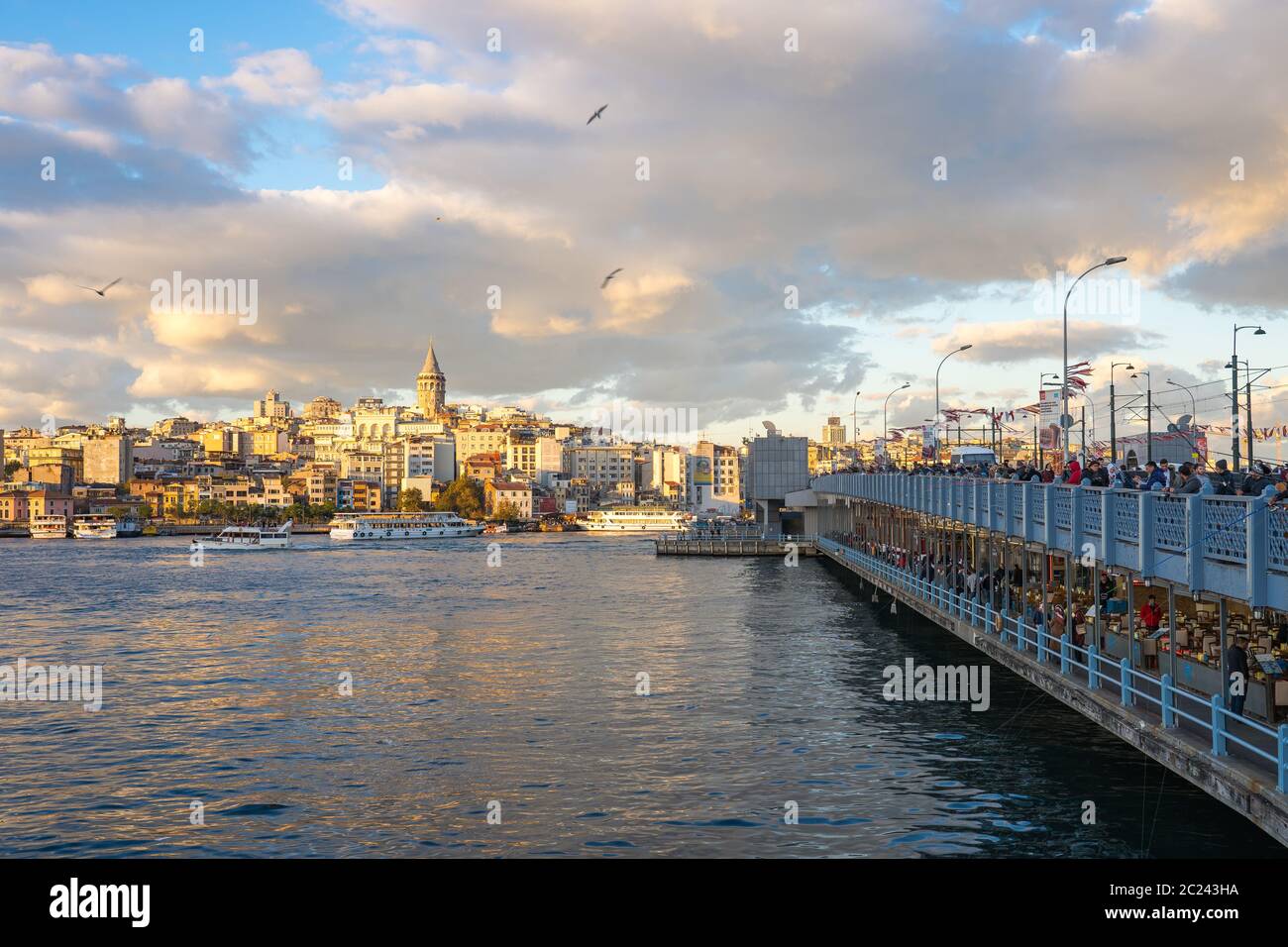 Istanbul city skyline with view of Galata Tower in Istanbul city ...