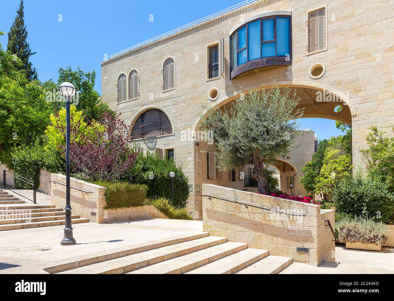 Street view and modern residential complex in Kfar David neighborhood ...