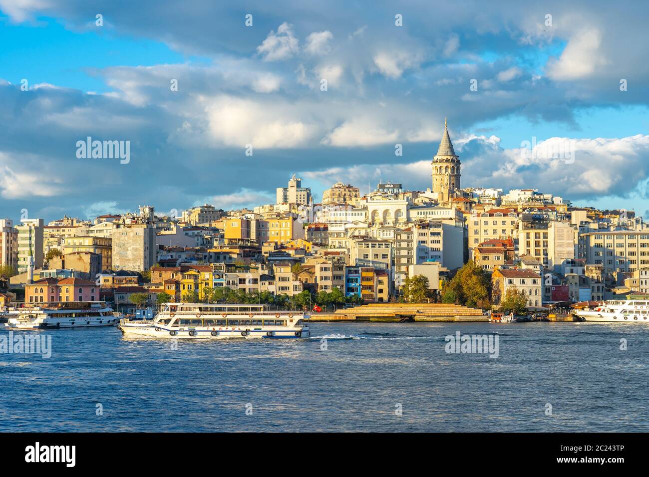 Istanbul city skyline with view of Galata Tower in Istanbul city ...