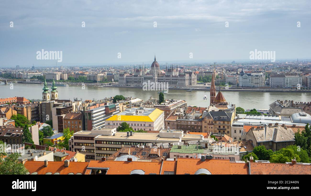 Budapest Parliament Building with view of Danube River in Hungary Stock ...