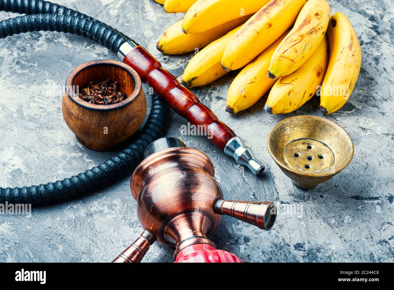 Tobacco shisha with banana flavor.Nargile with banana.Fruit hookah ...
