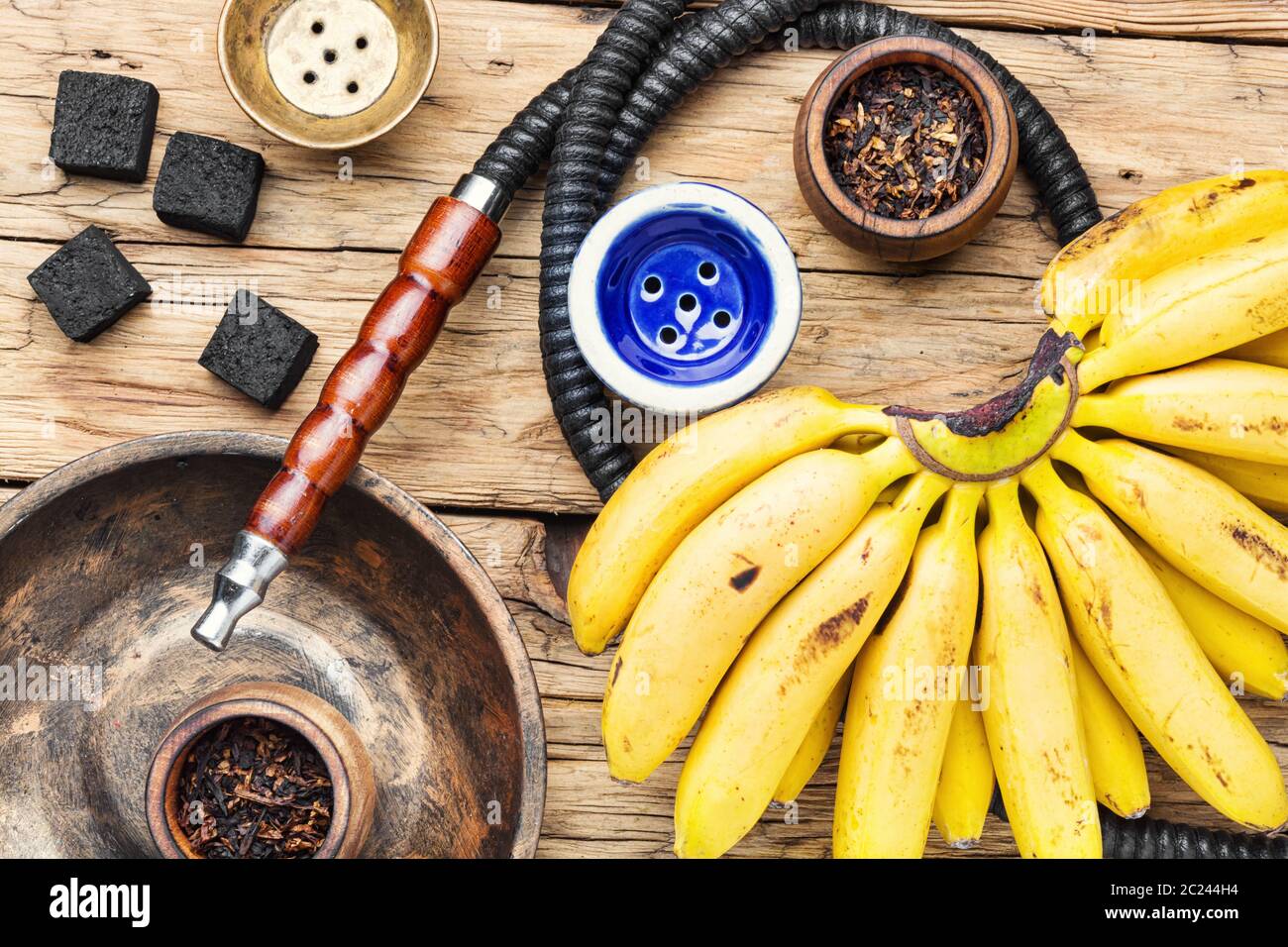 Tobacco shisha with banana flavor.Nargile with banana.Fruit hookah ...