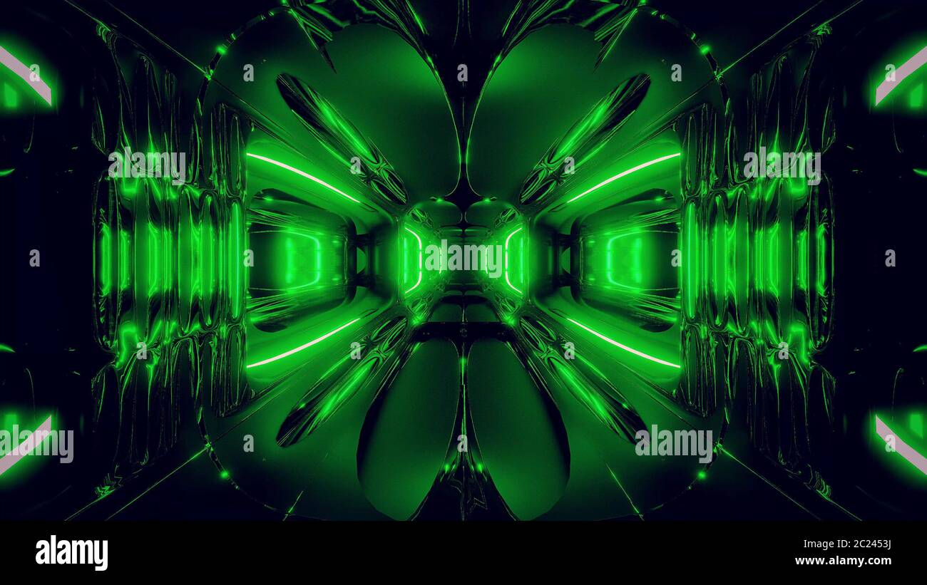 alien ship corridor tunnel wallpaper 3d rendering 3d illustration Stock ...