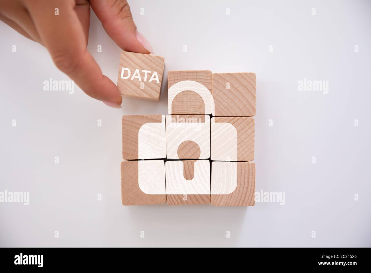 Person Holding Data Block New Lock Icon Stock Photo - Alamy
