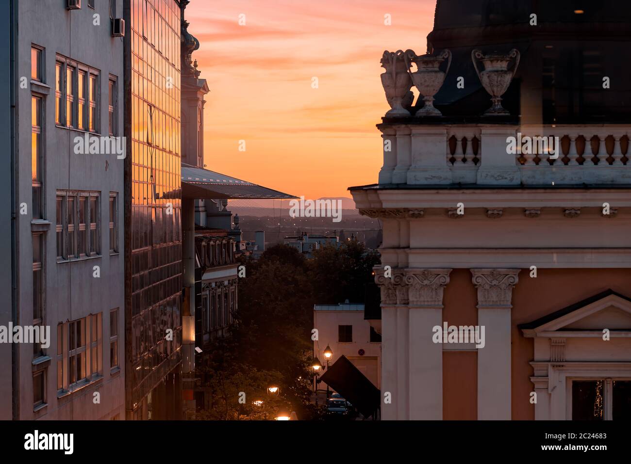 Belgrade cityscape seen during sunset. Serbia Stock Photo - Alamy