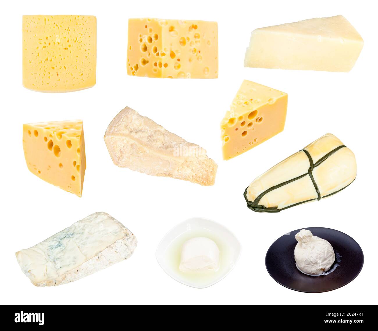 collection of various cheeses isolated on white background Stock Photo ...
