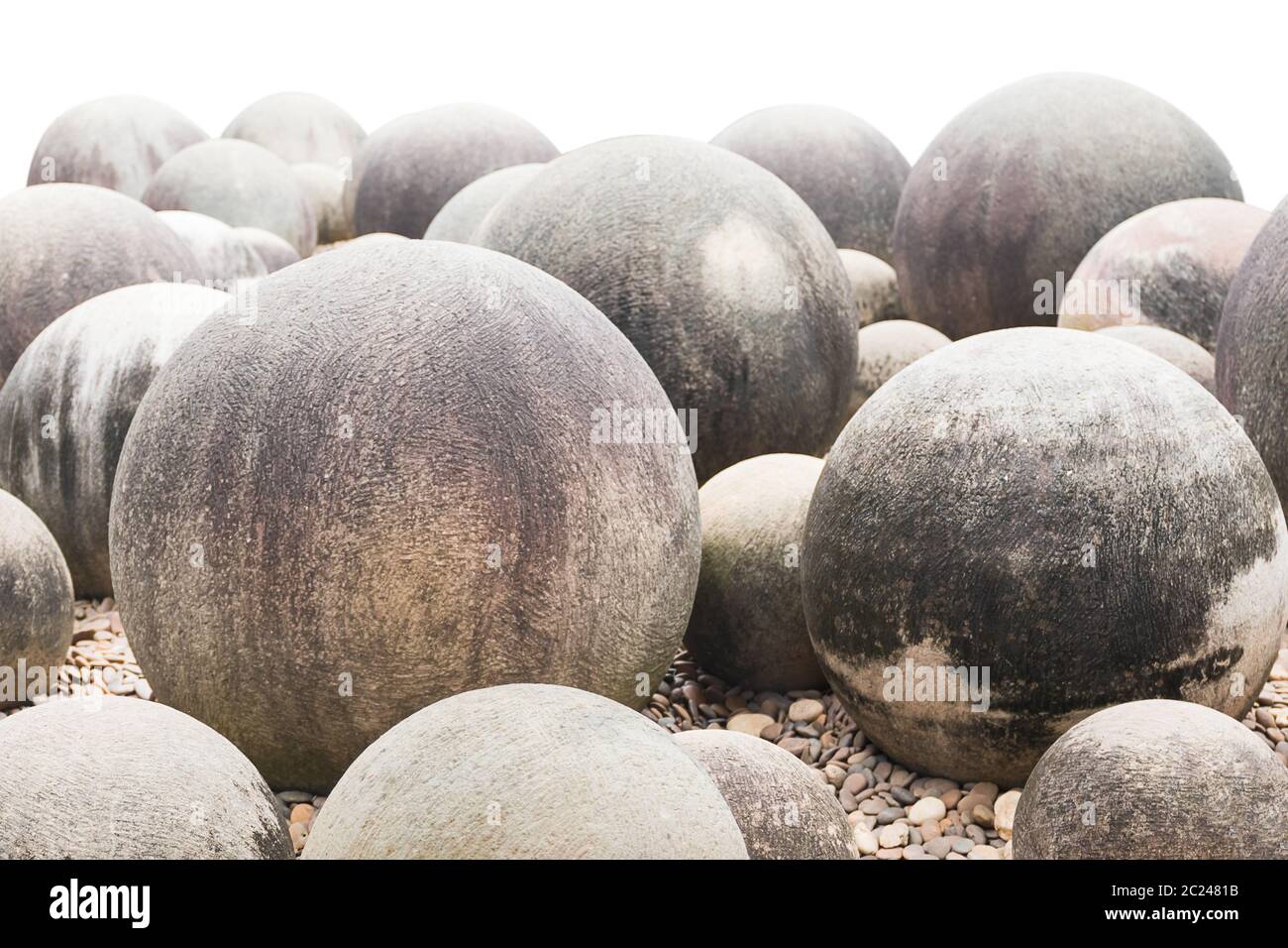 Stone in Japanese garden on white background, Zen stone in a Japanese ...
