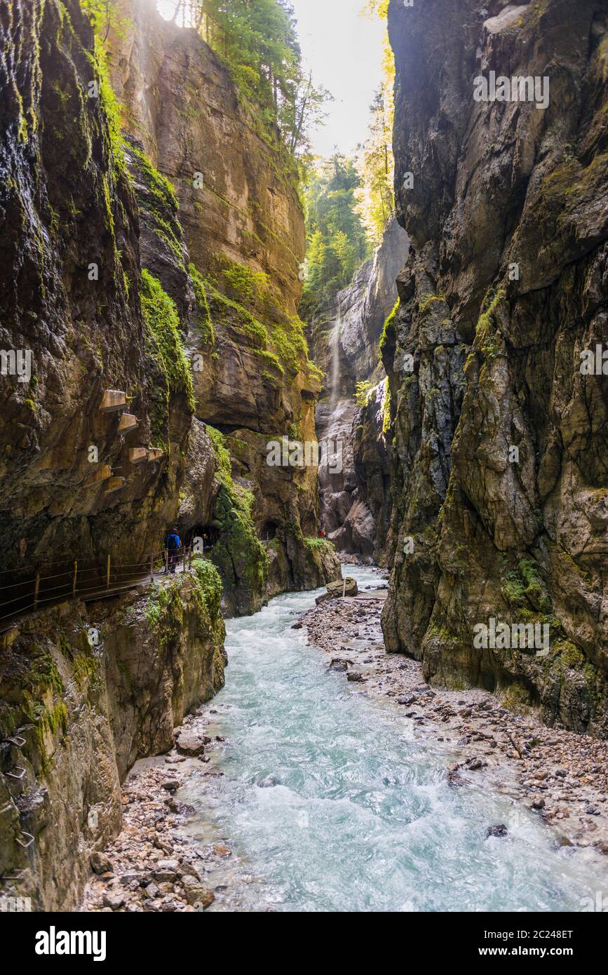 Hike through the Partnachklamm gorge near Garmisch Partenkirchen Stock ...