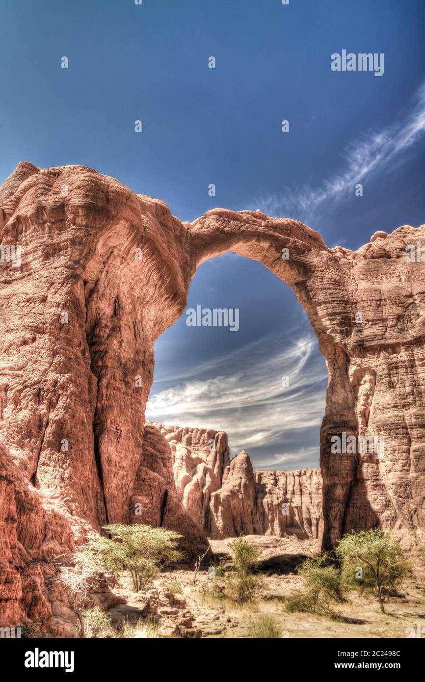 Abstract Rock formation at plateau Ennedi aka Aloba arch in Chad Stock ...