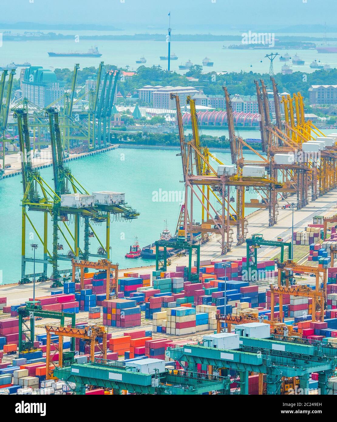 Singapore commercial port aerial view Stock Photo - Alamy