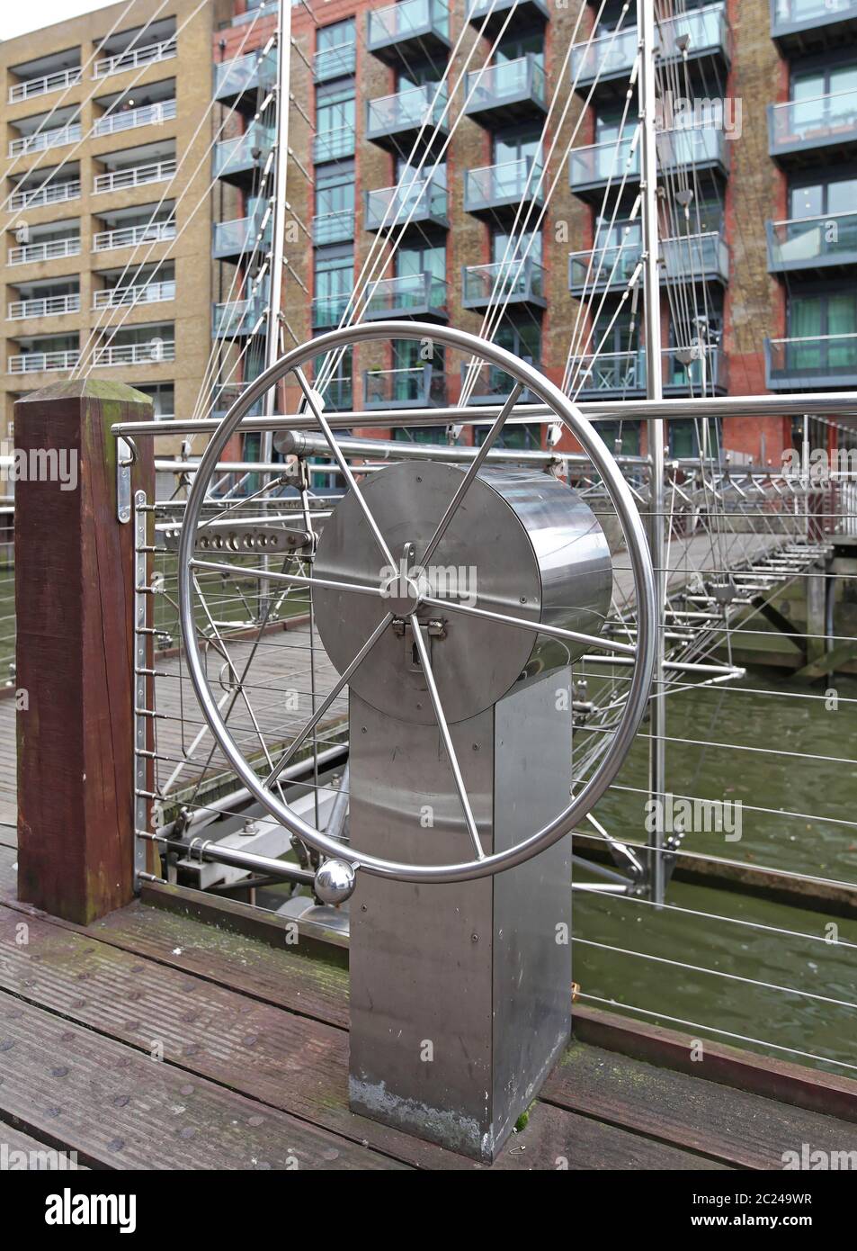 Steering Wheel for Movable Suspension Draw Bridge Over Canal Stock ...