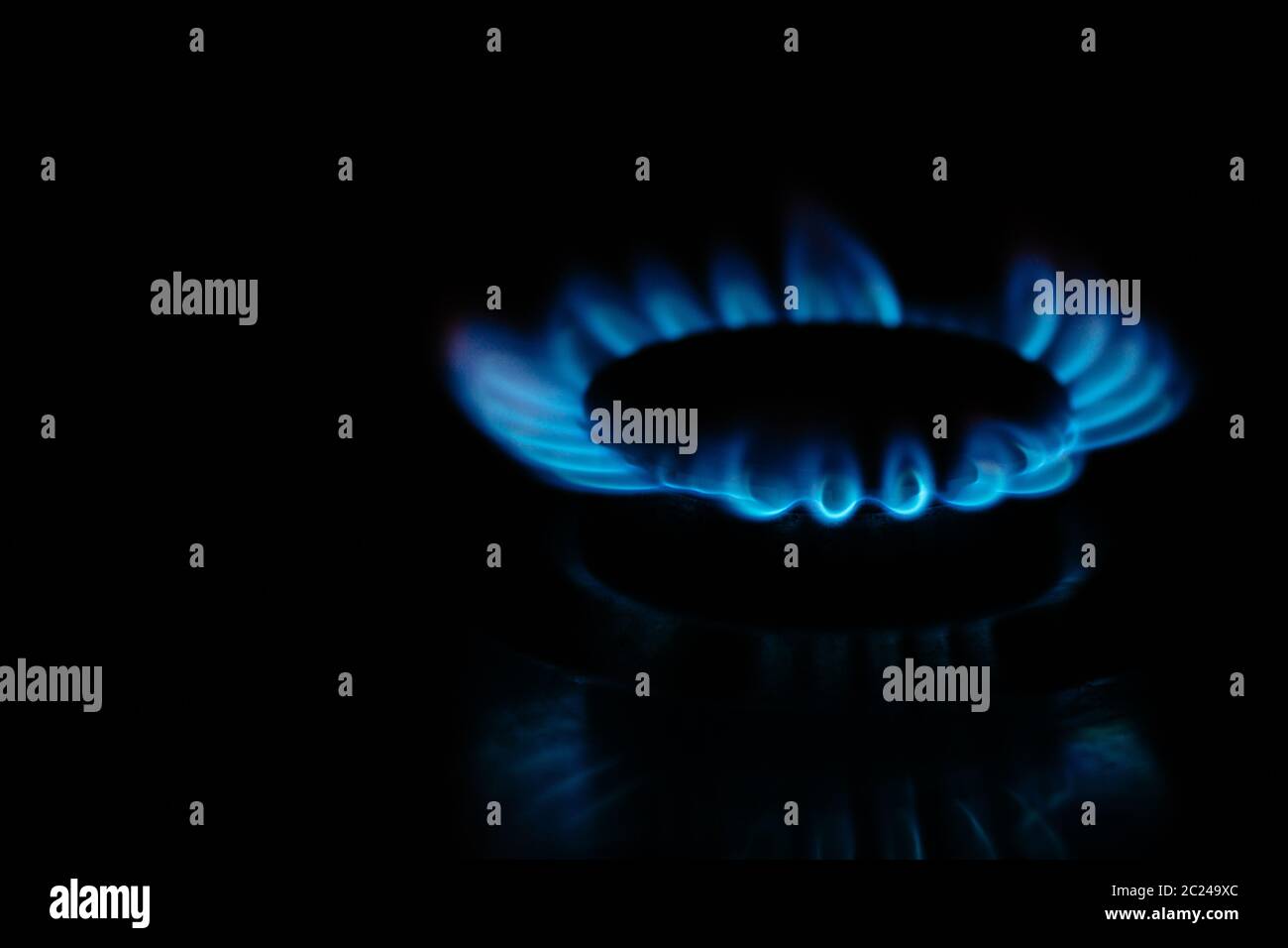 Town gas. Natural blue gas burning on a gas stove Stock Photo - Alamy