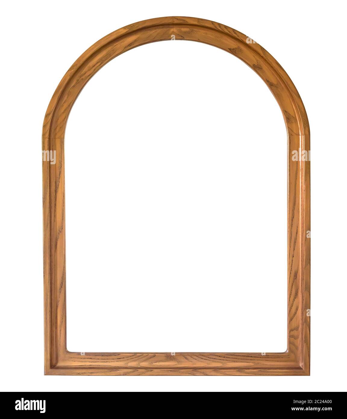 Rounded wooden picture frame isolated on white background with clipping ...