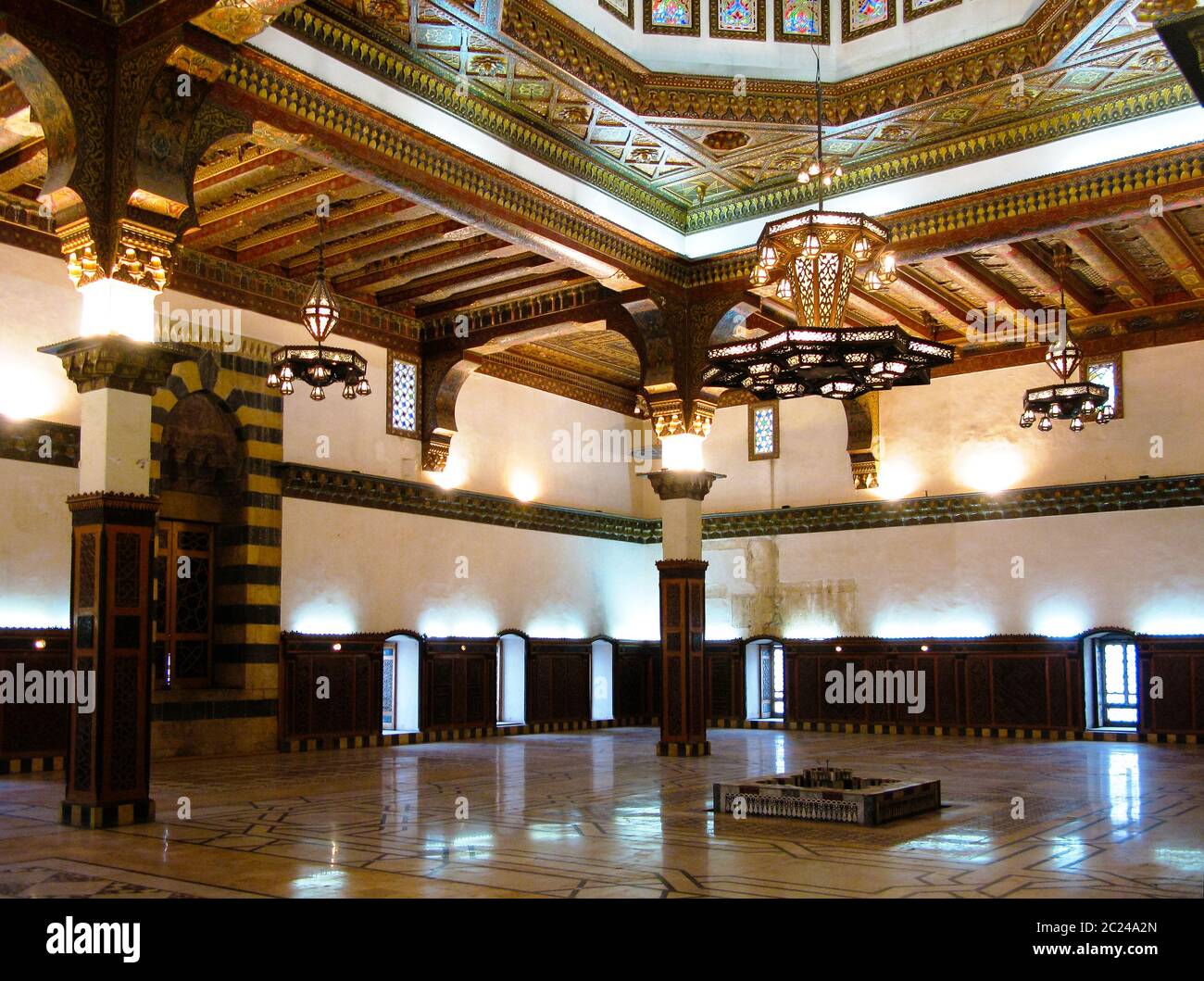 Interior view to The Mamluk Throne Hall under the citadel of Aleppo ...