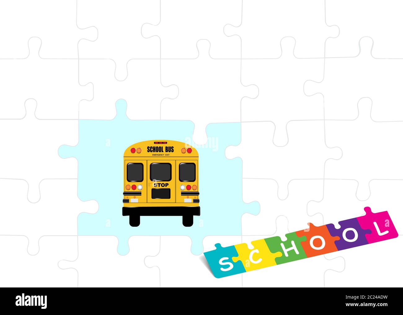 School bus concept template vector of puzzle pieces ready for your text ...