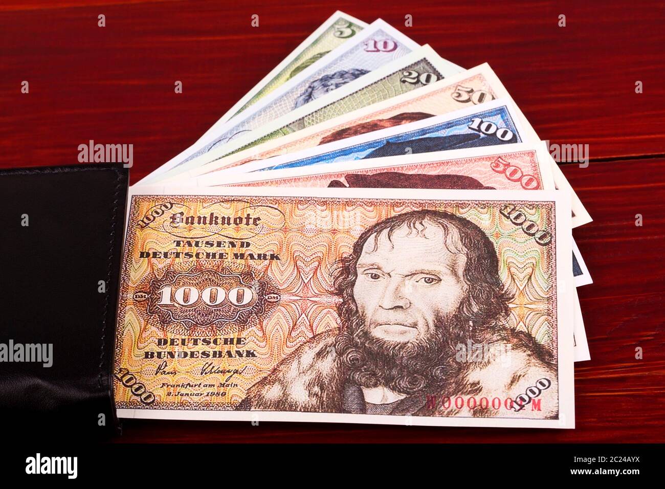 Old Deutsche Marks in the black wallet Stock Photo - Alamy